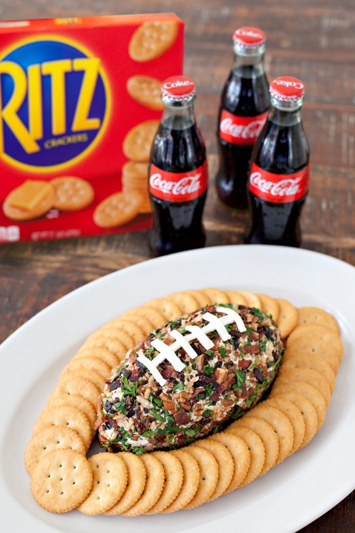 Bacon-Ranch-Cheddar FOOTBALL Cheese Ball // Hostess with the Mostess®