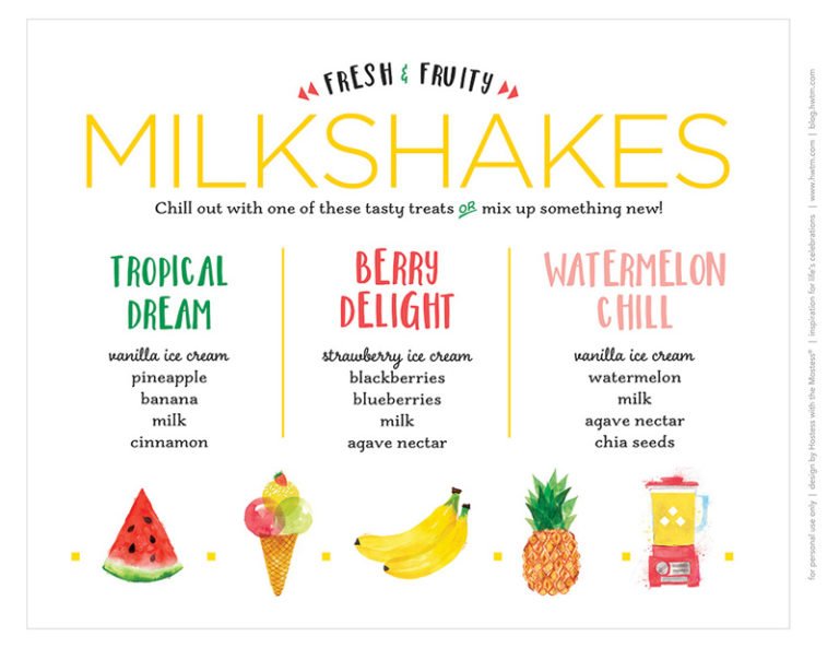 Fresh & Fruity Milkshakes Bar - Printables // Hostess with the Mostess®