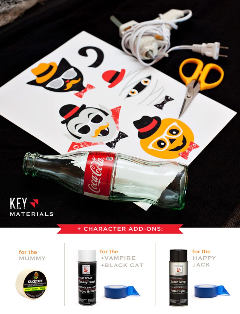 DIY Hipster Halloween Coke Bottle Decorations // Hostess with the Mostess®
