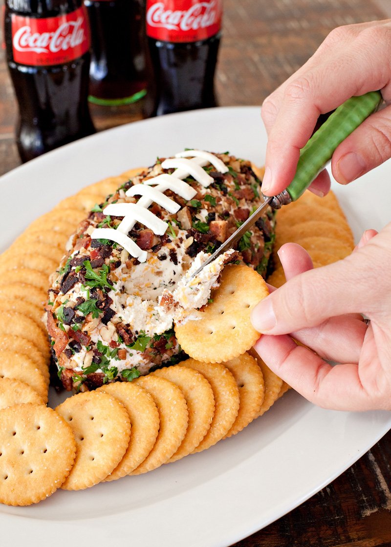 Bacon-Ranch-Cheddar FOOTBALL Cheese Ball // Hostess with the Mostess®