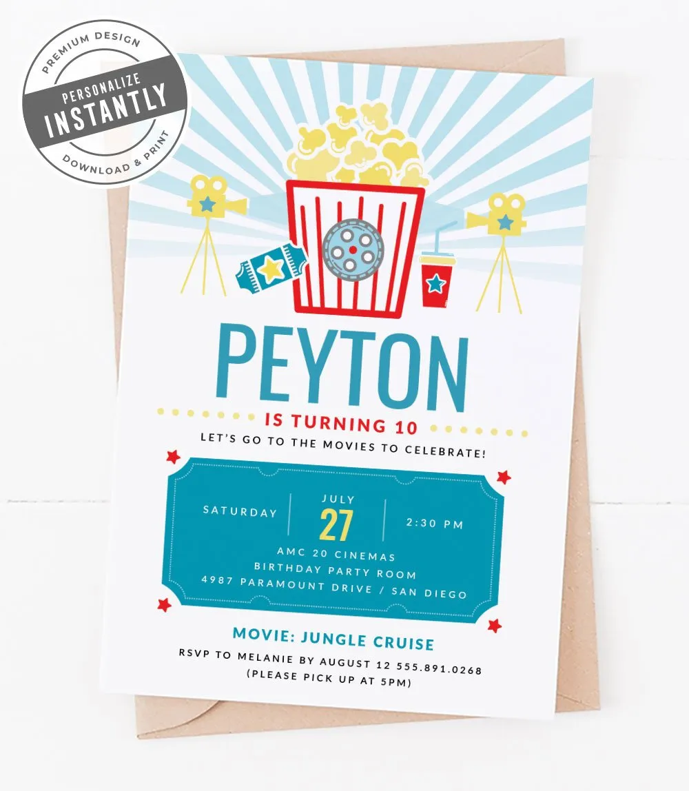 Movie Night Invitation Free Template Movie Night Birthday Party