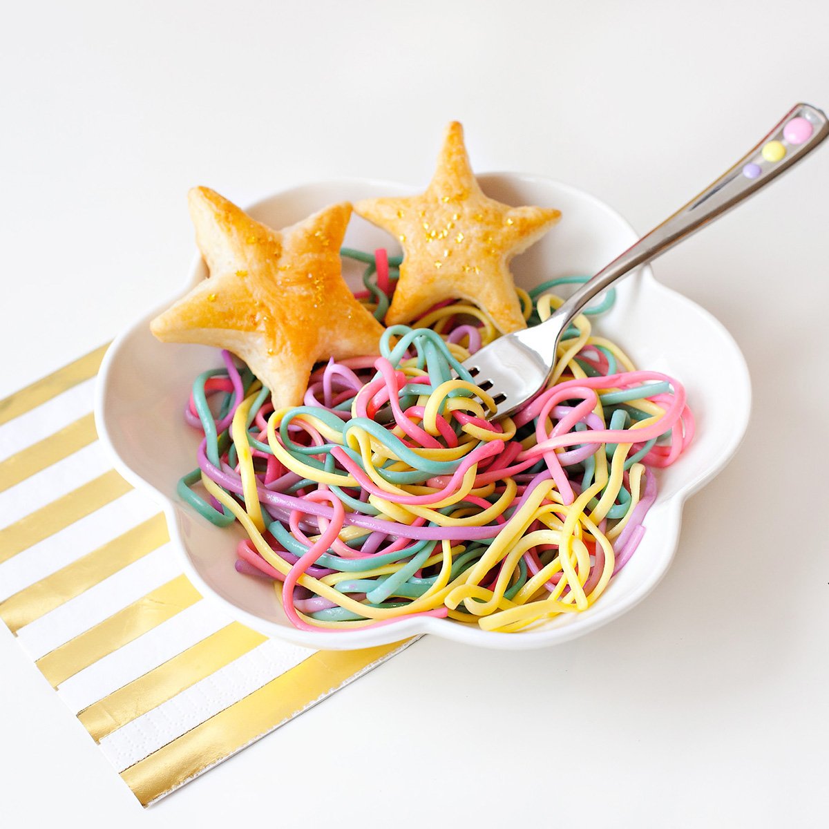 Rainbow Unicorn Pasta + Star Puffs // Hostess with the Mostess®