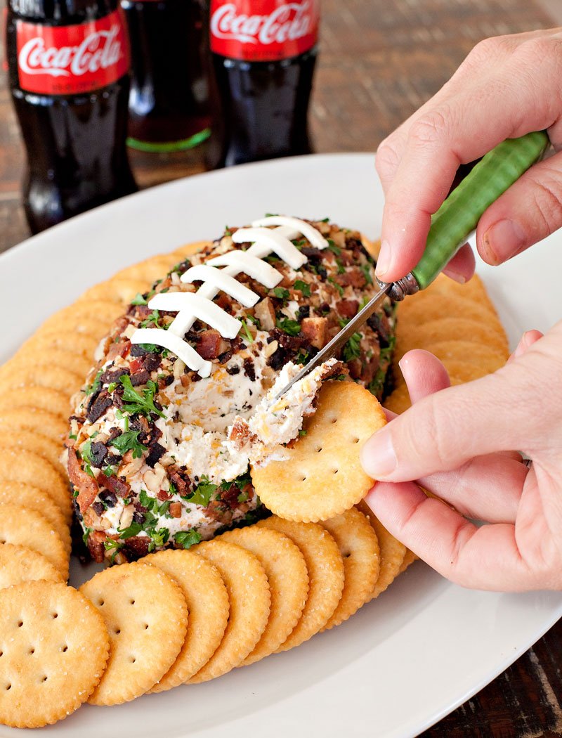Bacon-Ranch-Cheddar FOOTBALL Cheese Ball // Hostess with the Mostess®